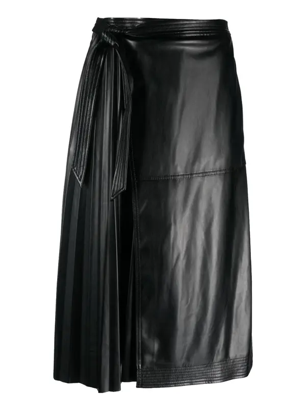Simkhai Pleated Faux Leather Skirt - Black