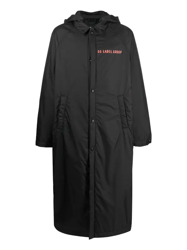 44 LABEL GROUP Logo-print Long Hooded Jacket - Black