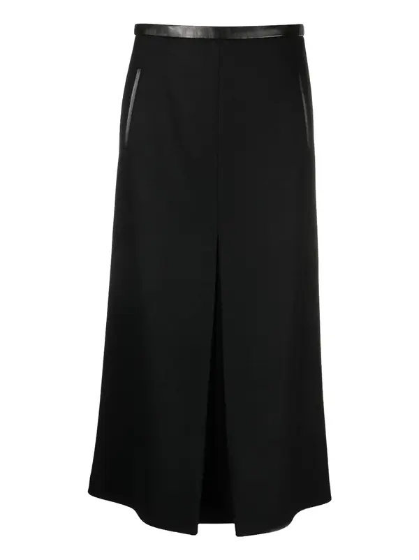 Saint Laurent Pleat-detail Midi Skirt - Black