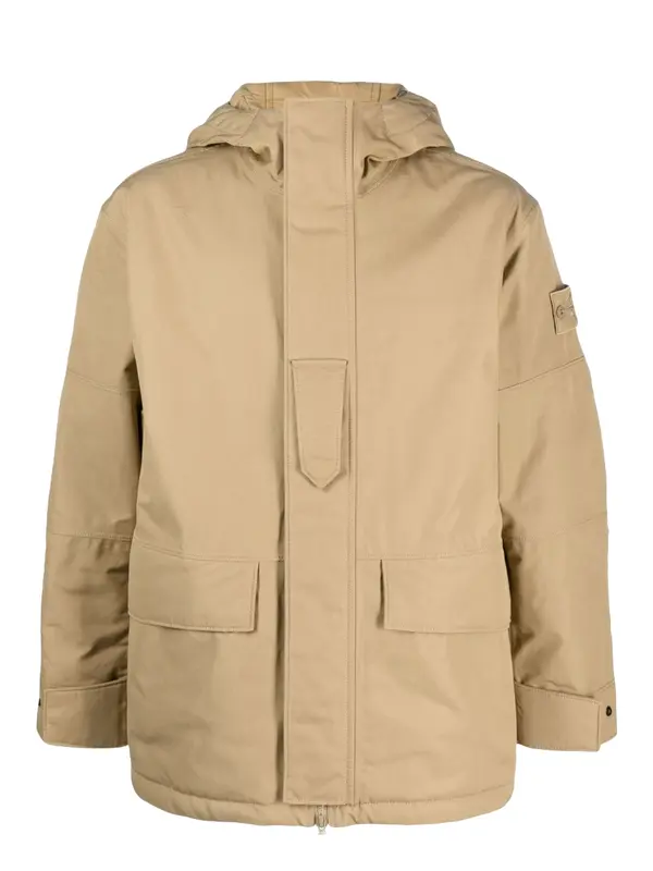 Stone Island Garment-dyed Cotton Hooded Jacket - Neutrals