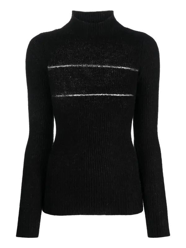 MSGM Mock-neck Knitted Top - Black