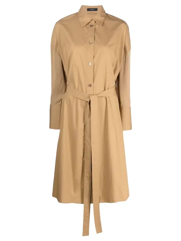 JOSEPH Tied-waist Shirtdress - Brown