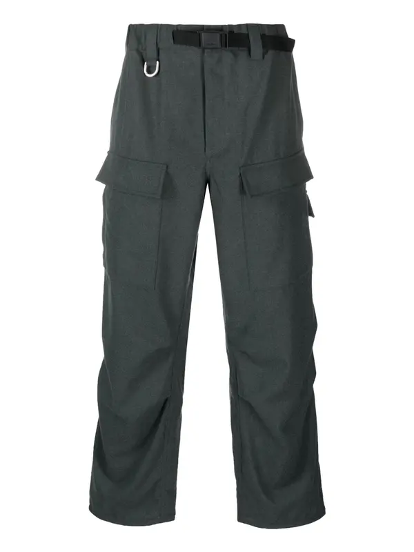 Y3 Belted-waist Straight-leg Trousers - Green