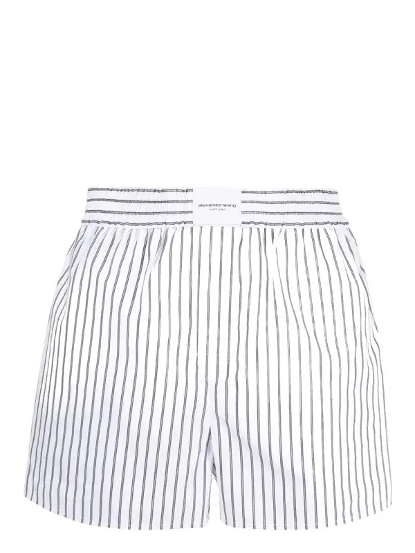Alexander Wang Logo-patch Striped Poplin Shorts - White