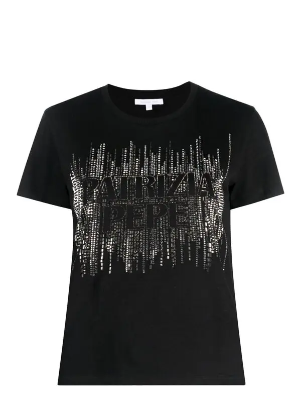 Patrizia Pepe Logo-embellished Organic Cotton T-shirt - Black