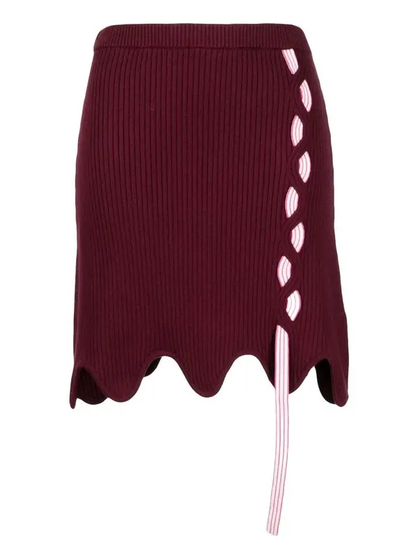 Ph5 Sofia Layered Ribbed-knit Miniskirt - Red