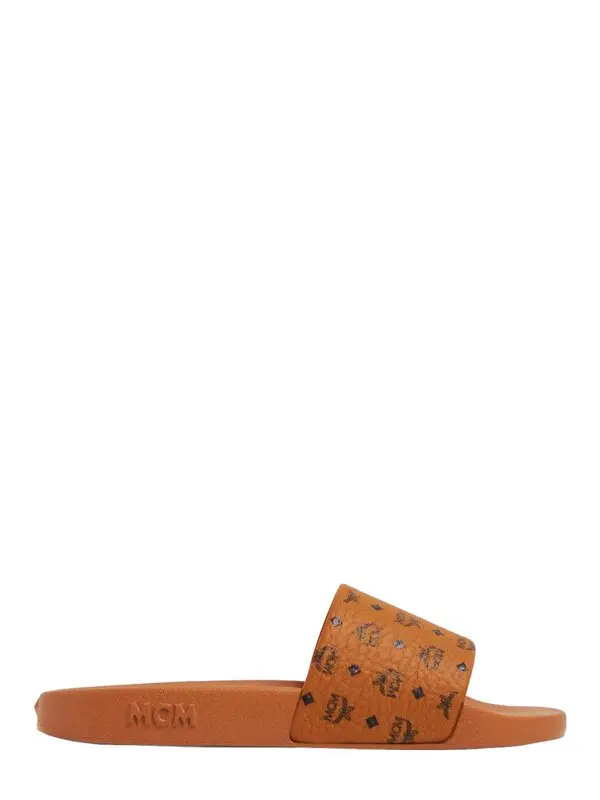 Mcm Logo-print Moulded-footbed Slides - Brown