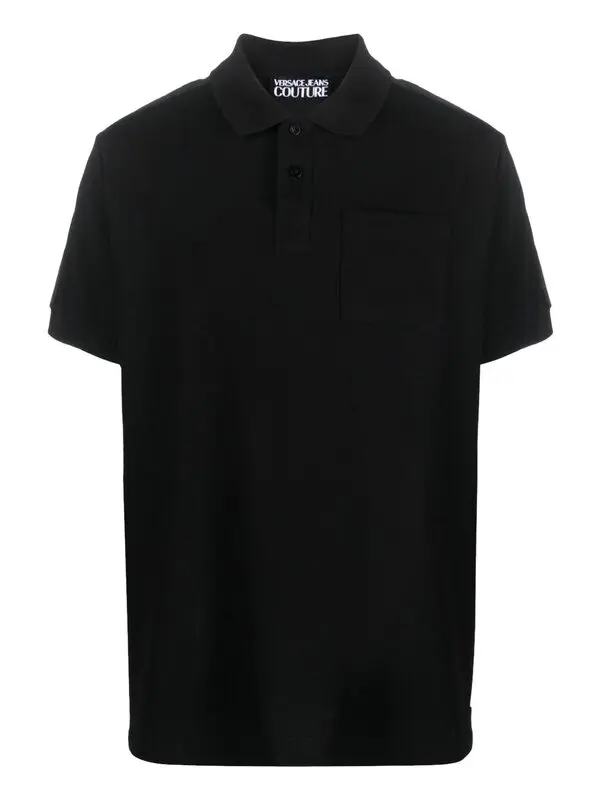 Versace Logo-tape Cotton Polo Shirt - Black