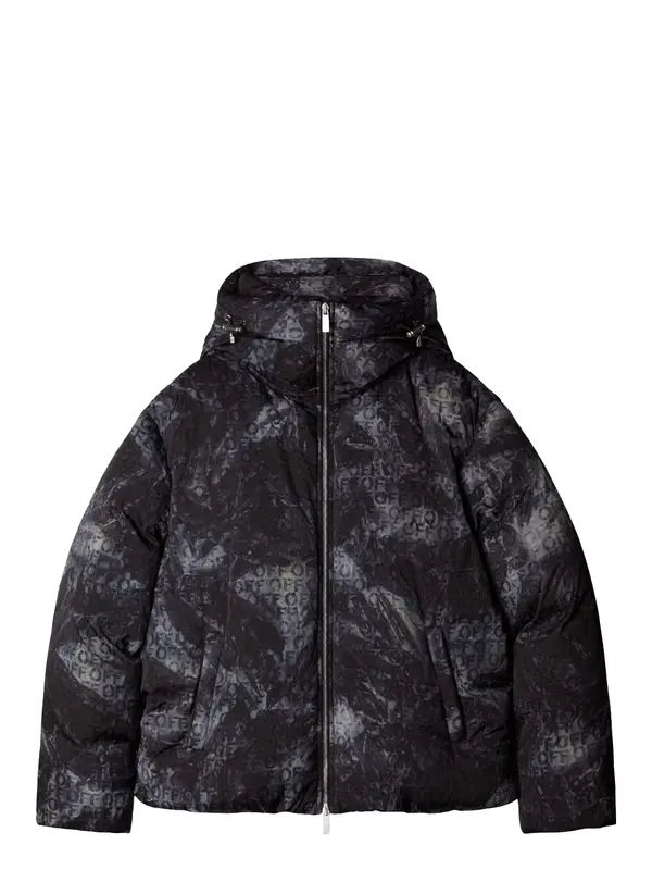Off-White Logo-jacquard Puffer Jacket - Black