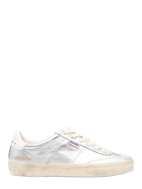 GOLDEN GOOSE Soul-star Metallic Leather Sneakers - Silver