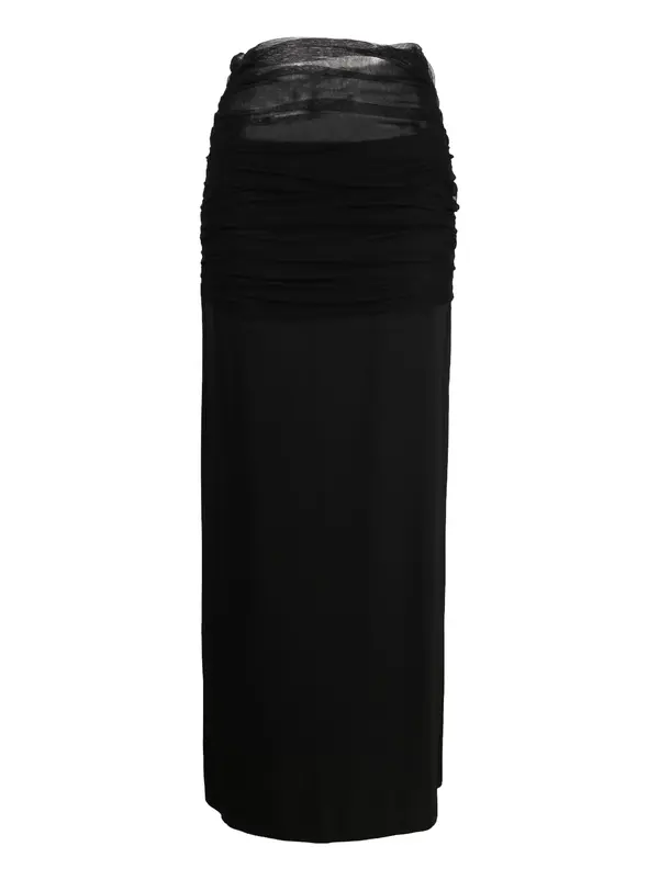 Christopher Esber Tulle-trim Ruched Maxi Skirt - Black