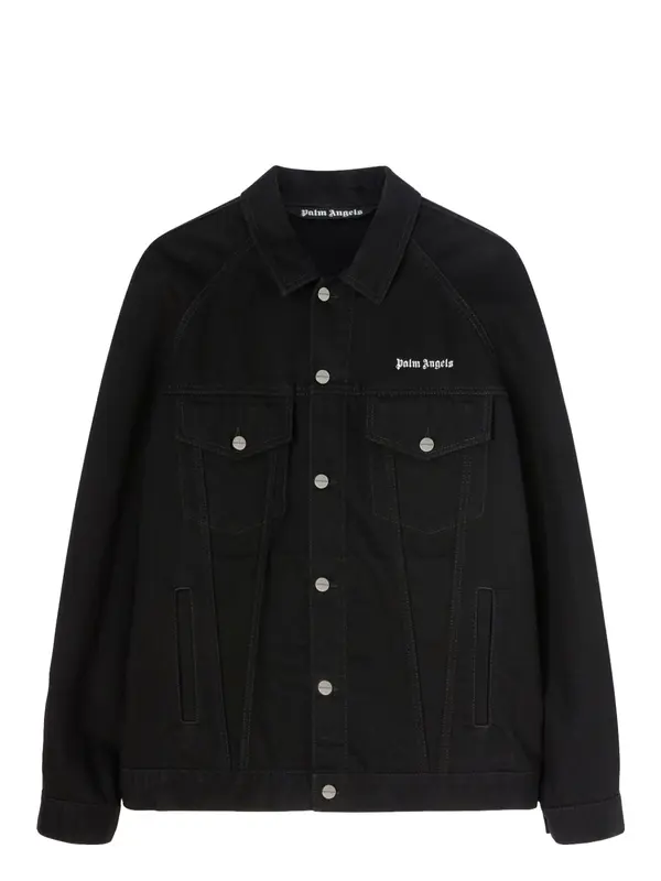 Palm Angels Logo-embroidered Denim Jacket - Black