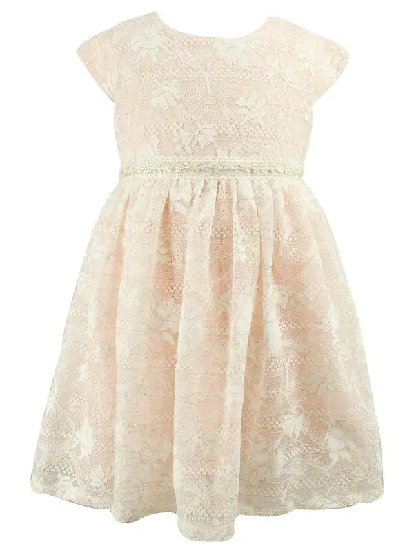 POPATU Floral Lace Overlay Dress - Peach
