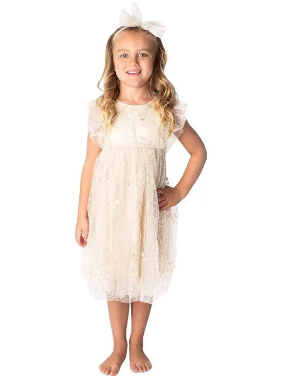 POPATU Floral Embroidered Ruffle Babydoll Dress - Ivory