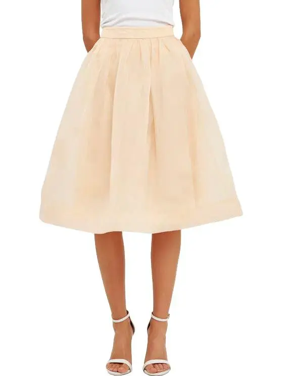 Endless Rose Organza Fit & Flare Midi Skirt - Cream