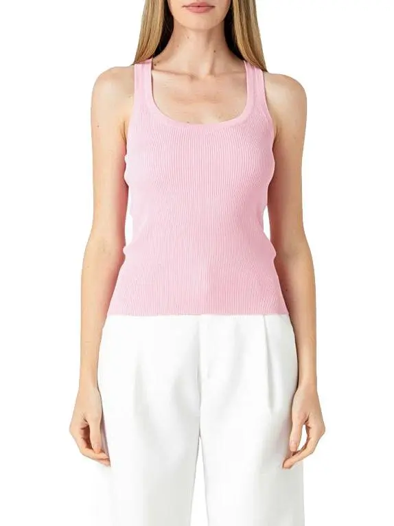 Endless Rose Ribbed Tank Top - Rose Pink