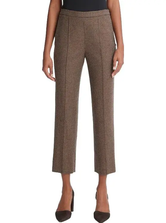Vince Houndstooth Cropped Pull-on Pants - Black/camel