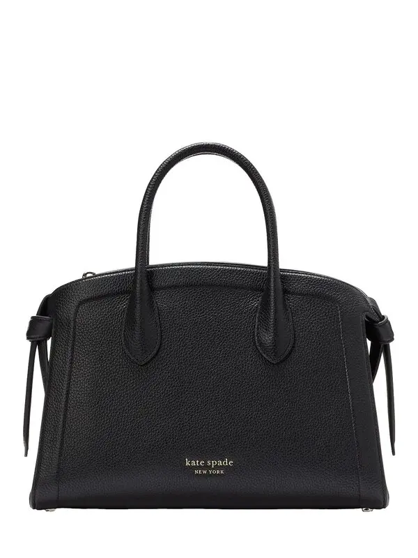 Kate Spade New York Medium Knott Pebbled Leather Satchel - Black