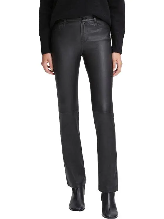 Vince Stretch Bootcut Leather Pants - Black