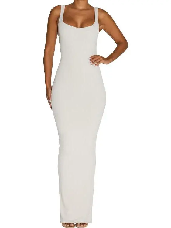 Naked Wardrobe Ribbed Maxi Dress - Cream