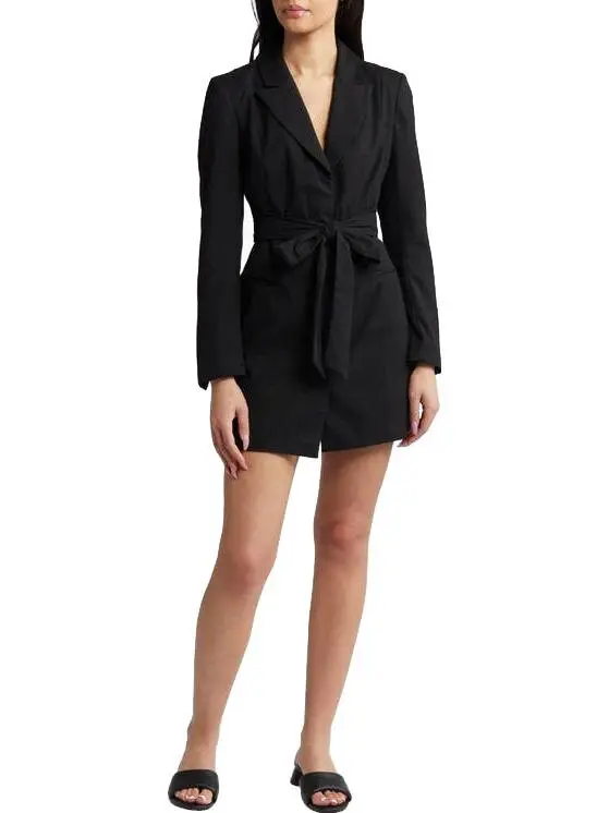 Topshop Long Sleeve Blazer Mini Dress - Black