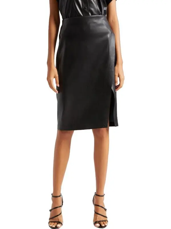 Alice + Olivia Siobhan Faux Leather Skirt - Black