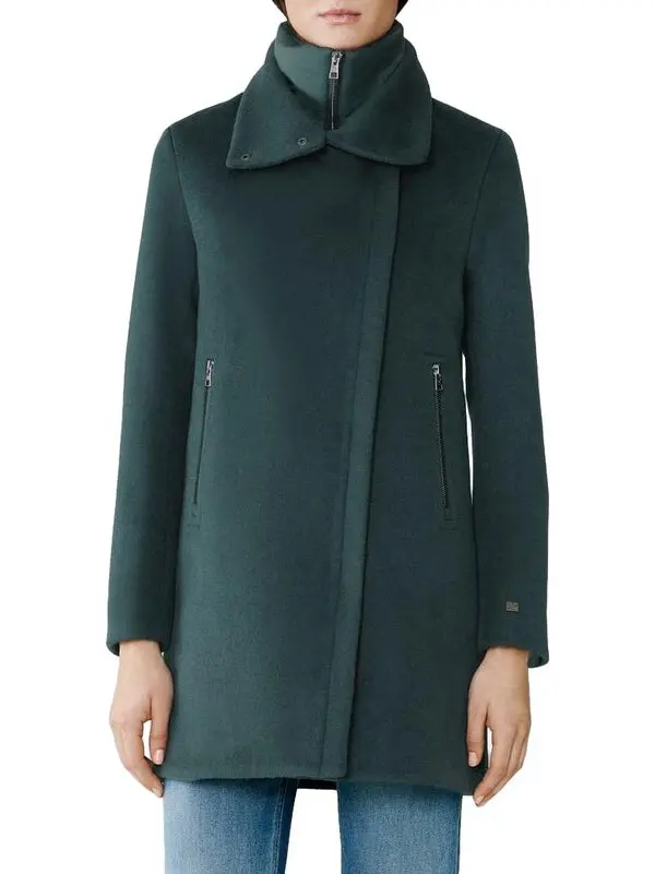 Soia & Kyo Abbi Wool Blend Coat With Quilted Puffer Bib - Midnight Forest
