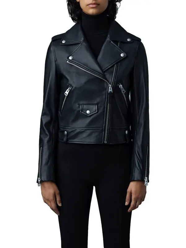 Mackage Baya Leather Moto Jacket - Black