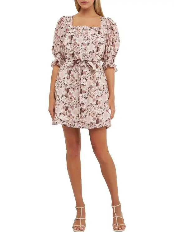 English Factory Floral Mini Dress - Pink Multi