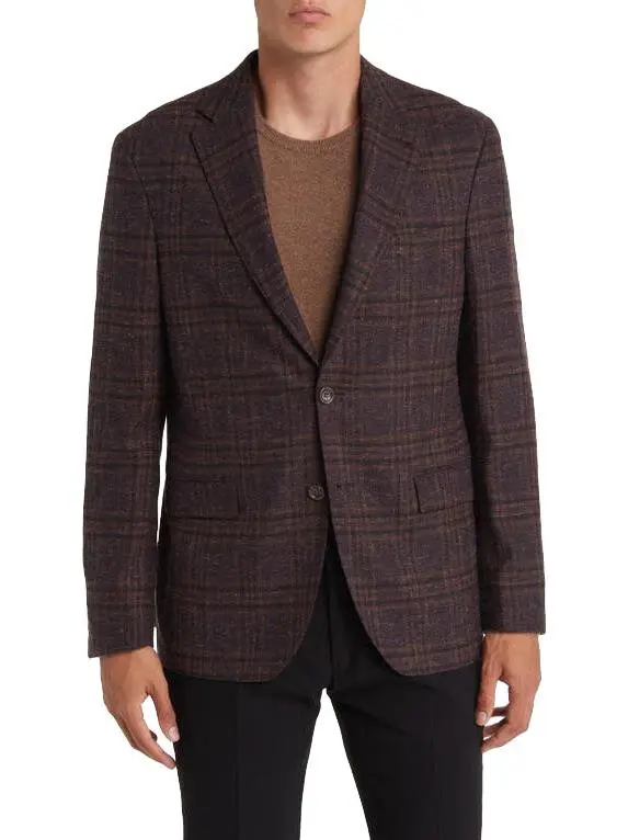 JACK VICTOR Midland Plaid Wool-blend Sport Coat - Brown