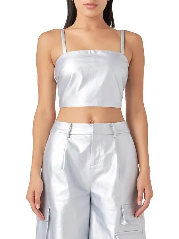 GREY LAB Cutout Crop Tank - Silver