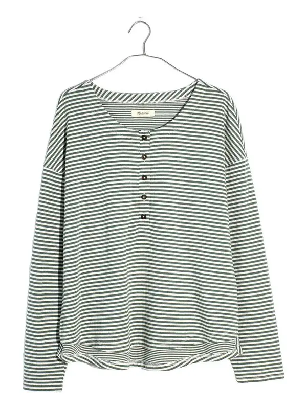 Madewell Striped Henley T-shirt - Simply Sage