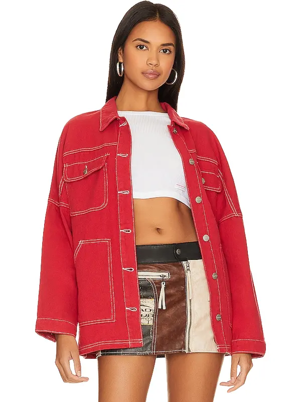Superdown Davey Denim Jacket - Brick Red