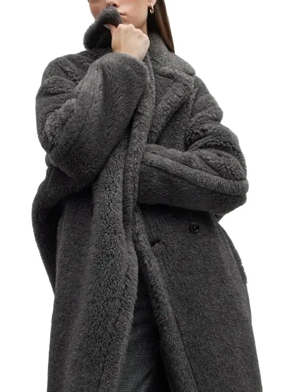 Max Mara Tedgirl Faux Fur Long Coat - Medium Grey
