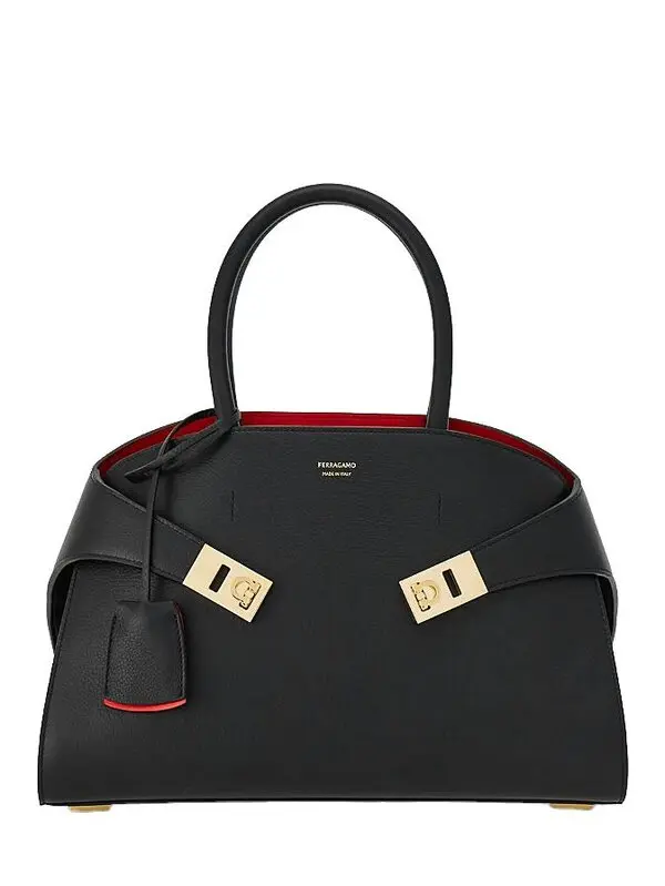 FERRAGAMO Medium Hug Handbag - Black/gold