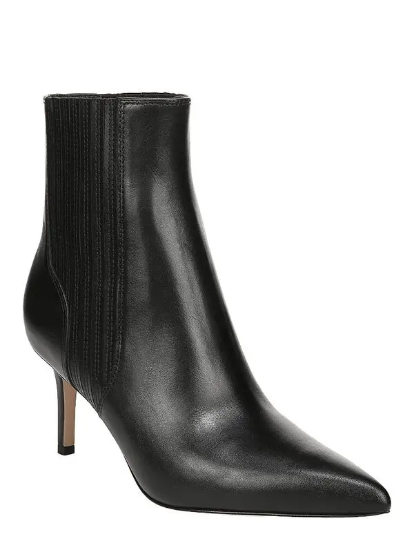 Veronica Beard Lisa 70 Boots - Black Smooth Leather