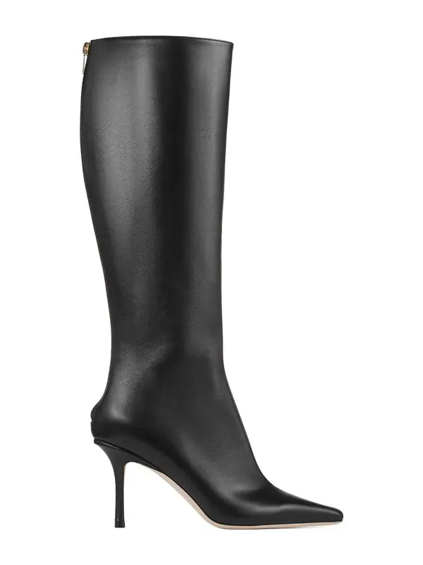 JIMMY CHOO Agathe 85 Leather Knee-high Boots - Black