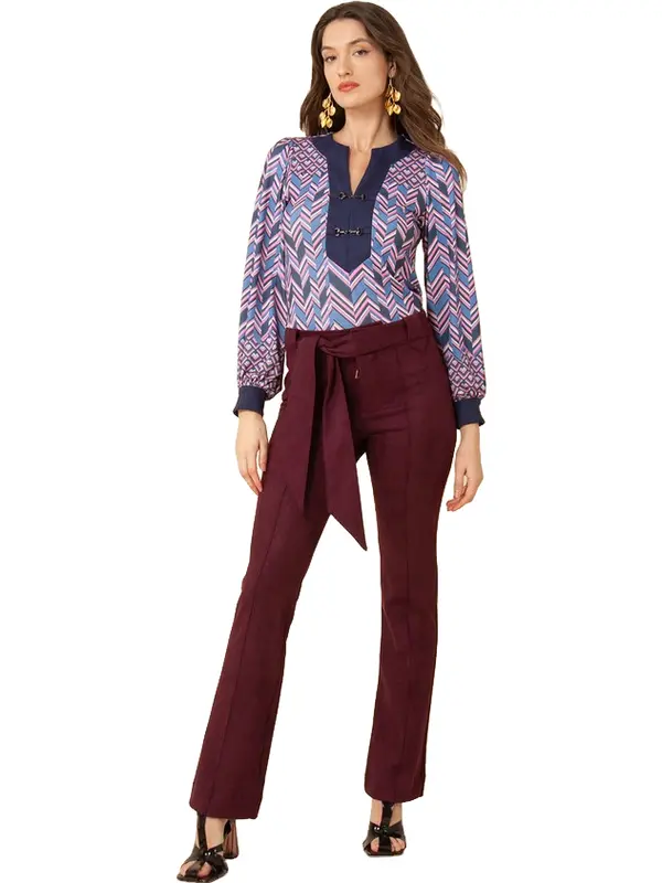 Hale Bob Victoria Stretch Ultrasuede Pant - Burgundy