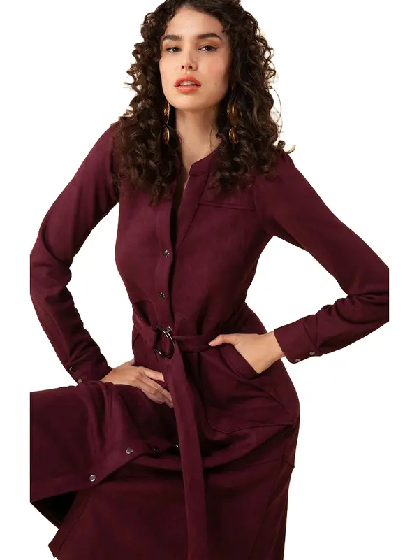 Hale Bob Romane Ultrasuede Dress - Burgundy