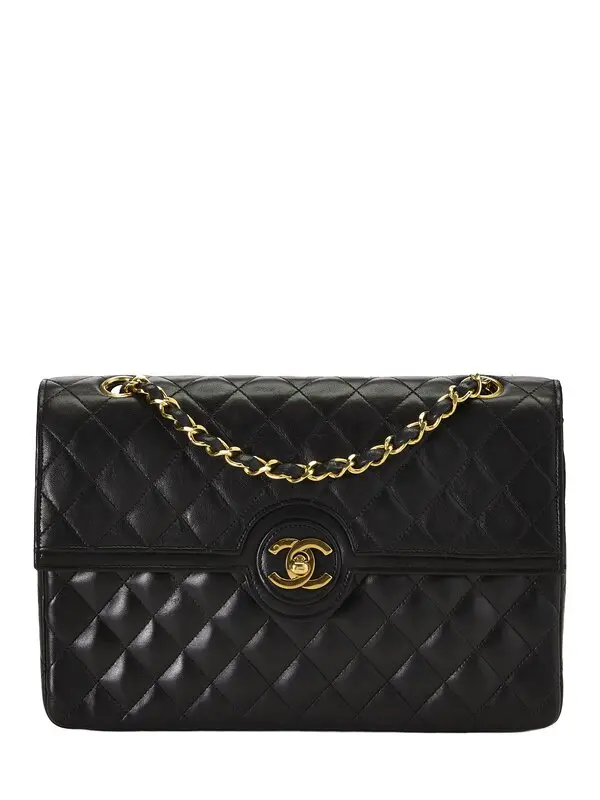 Chanel Quilted Lambskin Circle Lock Half Flap - Black
