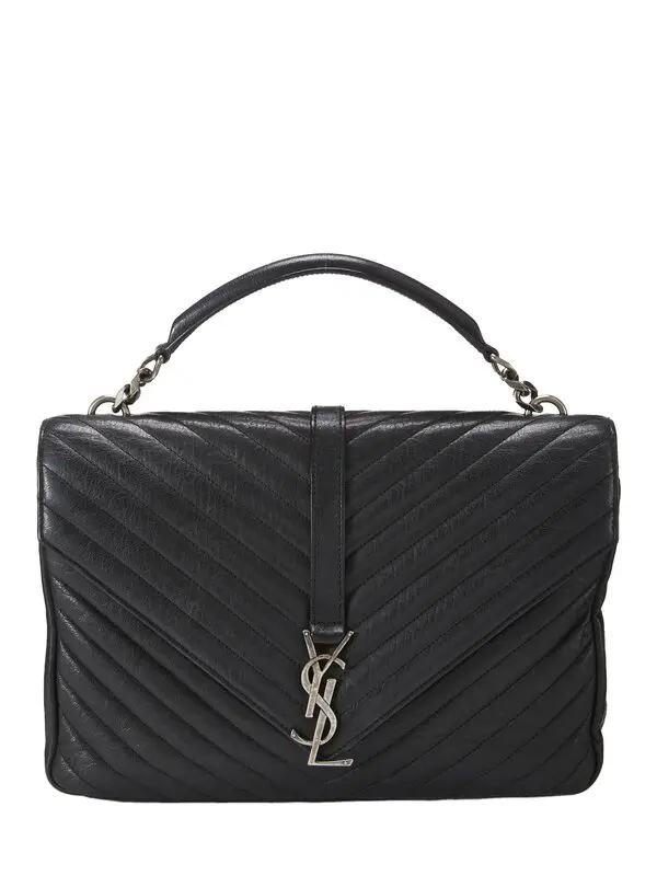 Saint Laurent Chevron Leather College - Black