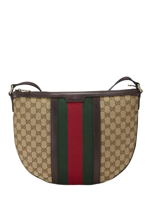 Gucci Original Gg Canvas Web Round Messenger Bag - Brown