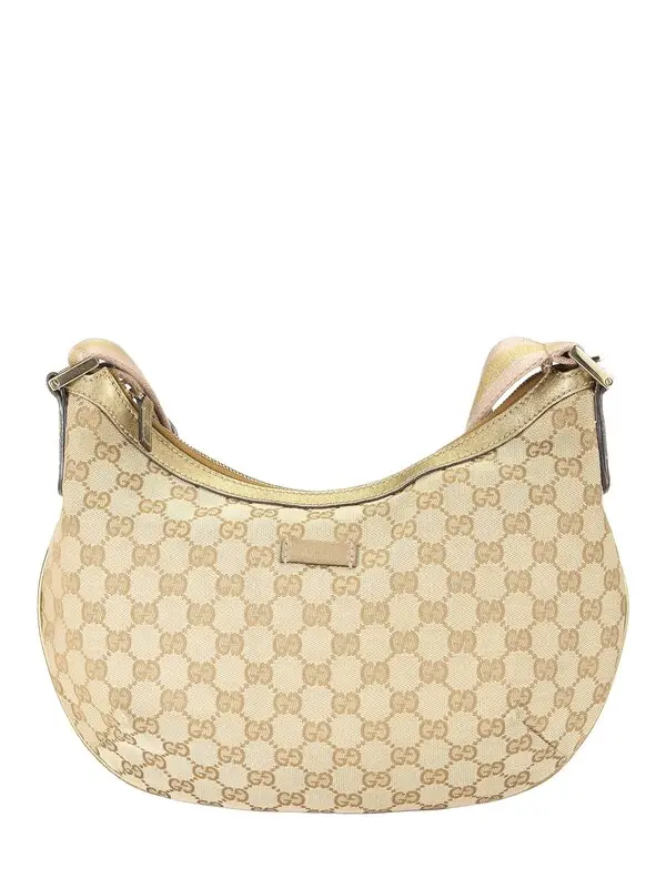 Gucci Original Gg Canvas Web Round Messenger - Gold