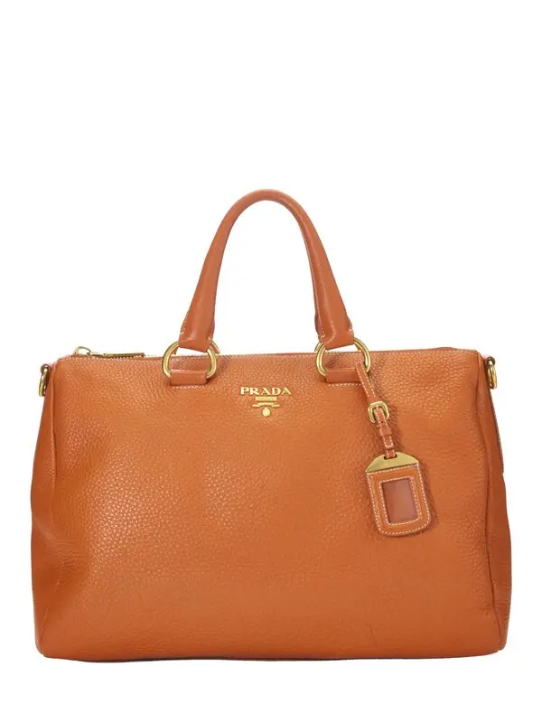Prada Vitello Daino Convertible Tote - Orange