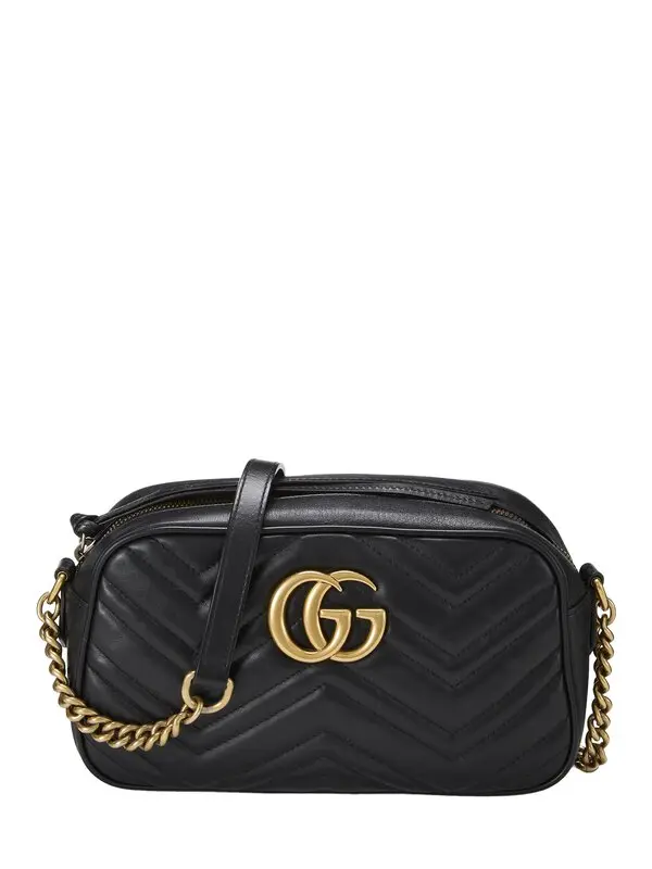 Gucci Leather Gg Marmont Shoulder Bag - Black