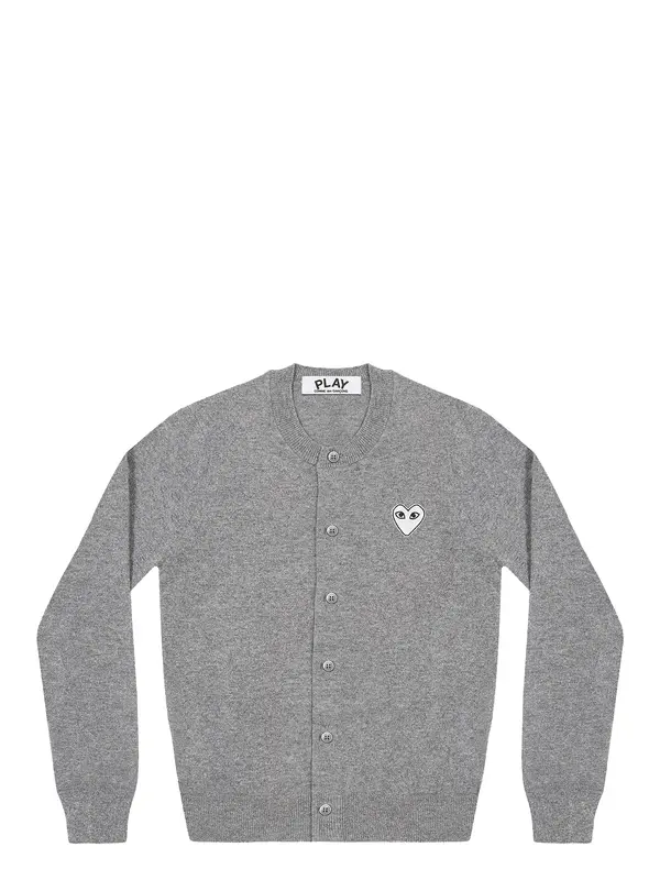 Play Comme Des Garcon Heart Cardigan - Grey