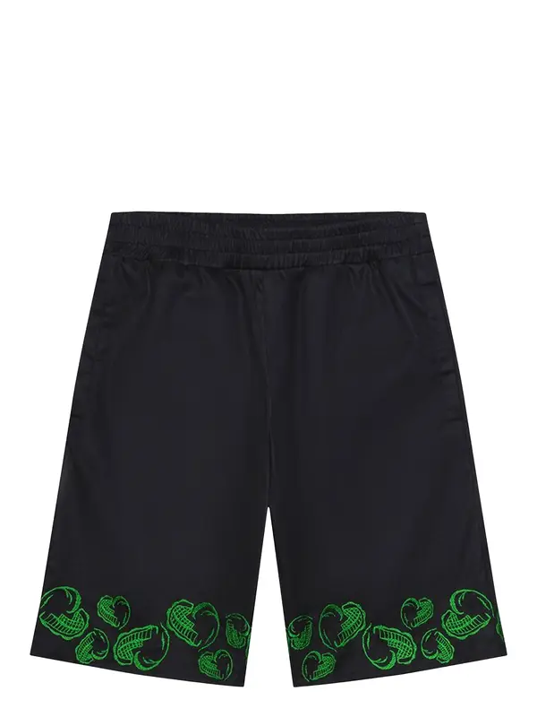 VEERT Heart Embroidered Shorts - Black