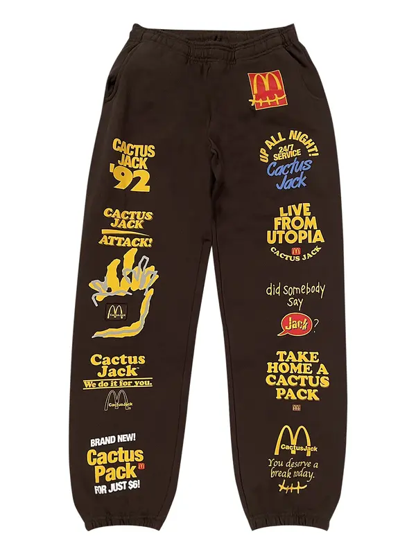 CACTUS JACK BY TRAVIS SCOTT X Mcdonald's Sticker Bomb Sweatpants - Brown