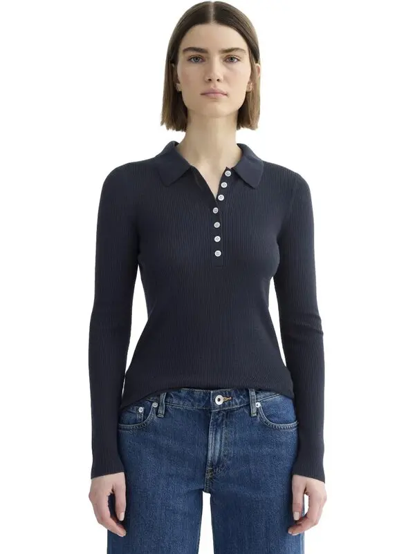 Everlane Ultrasoft Merino Polo Sweater - Navy