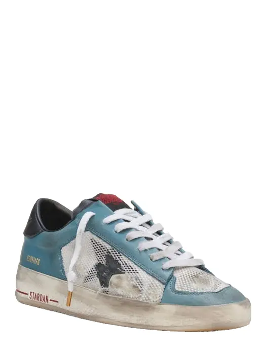 Golden Goose Stardan Mixed Media Sneakers - Petroleum/white/black